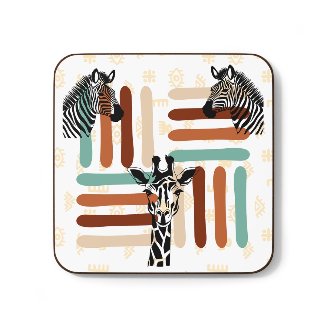 Coaster Set, African Animal Decor, Safari Drink Coasters, Abstract ...