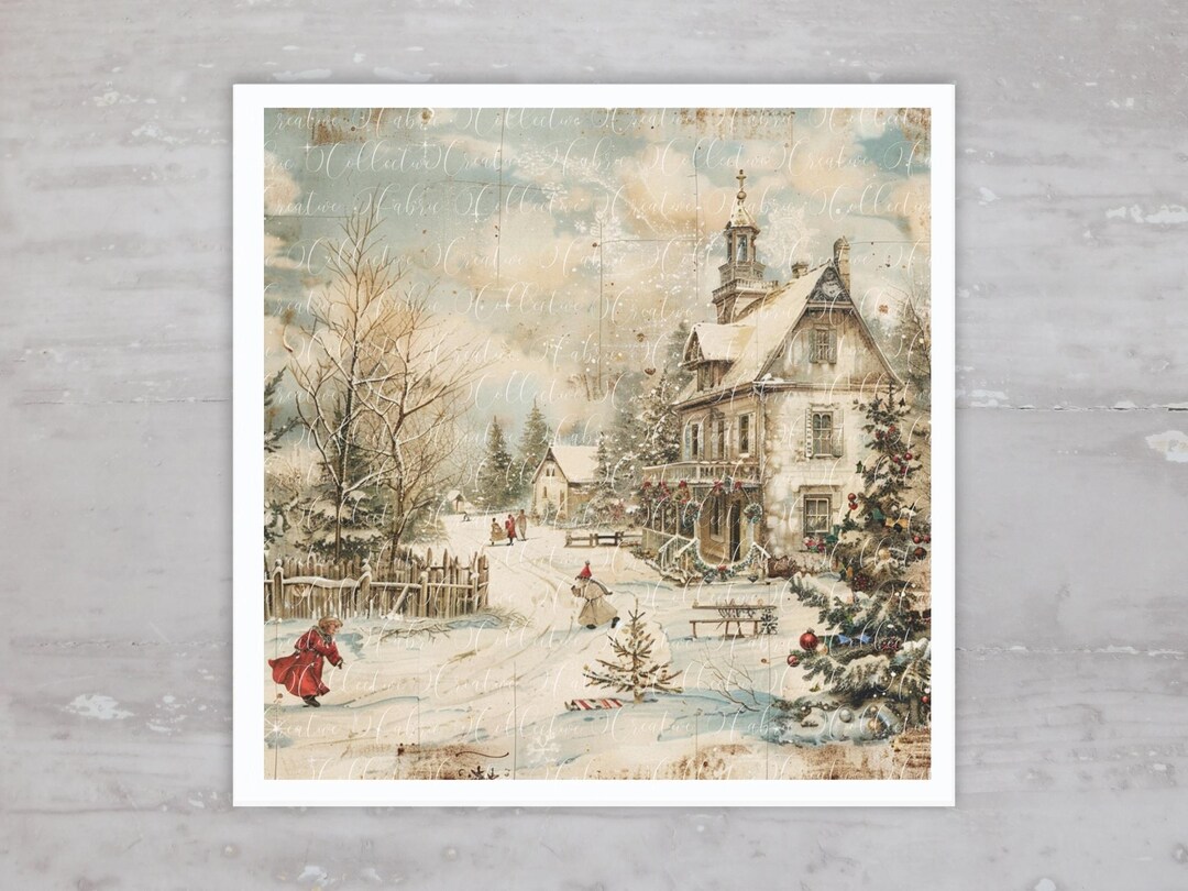 Winter White Snowy Christmas Quilt Fabric Panel A123, Square Fabric ...