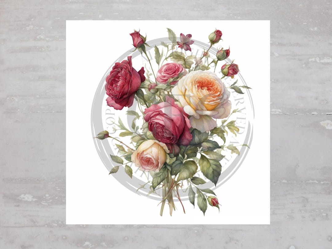 Traditional Shabby Cottage Roses Fabric Panel A624, Quilting Square ...