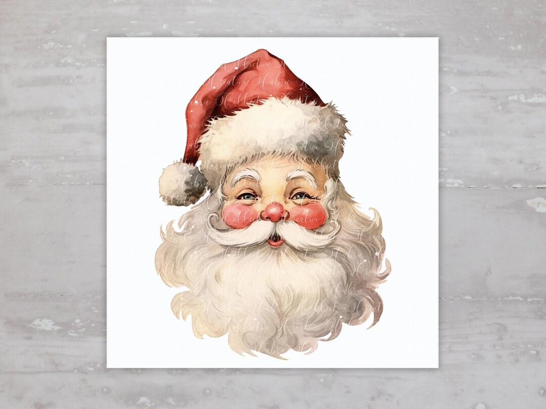 Retro Vintage Christmas Santa Claus Fabric Panel A68, Square Quilt ...