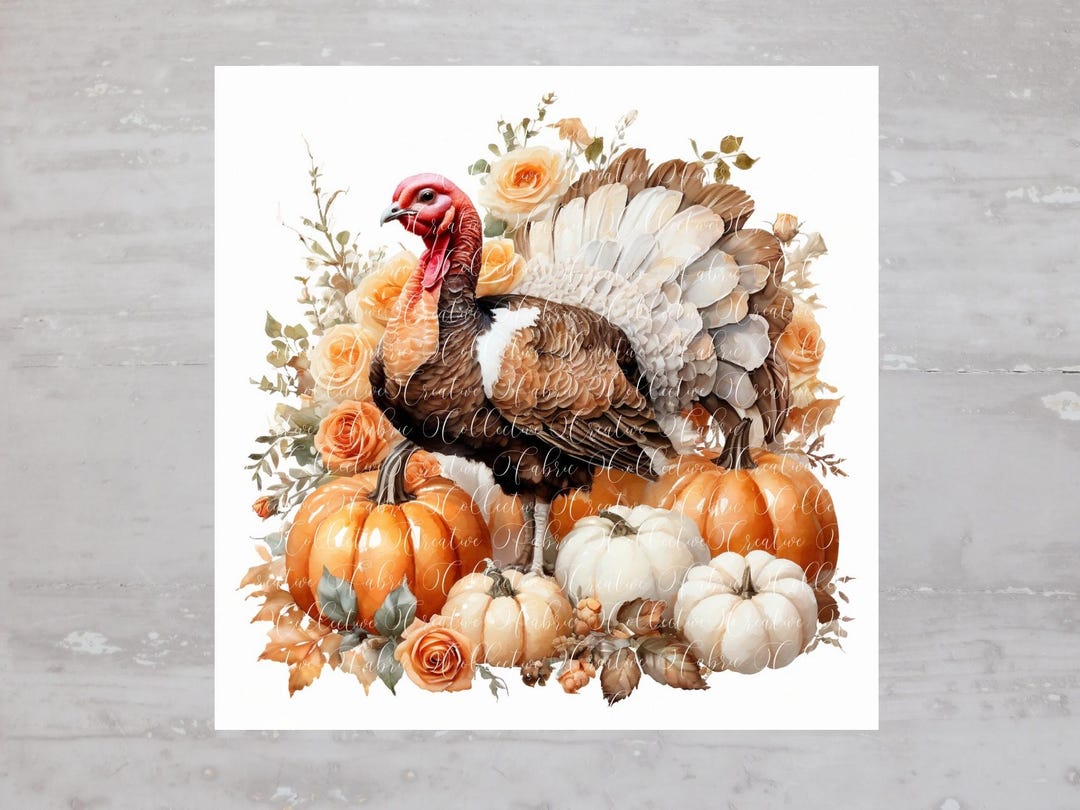 Thanksgiving Turkey in Pumpkin Patch Fabric Panel A336, Quilting Square ...