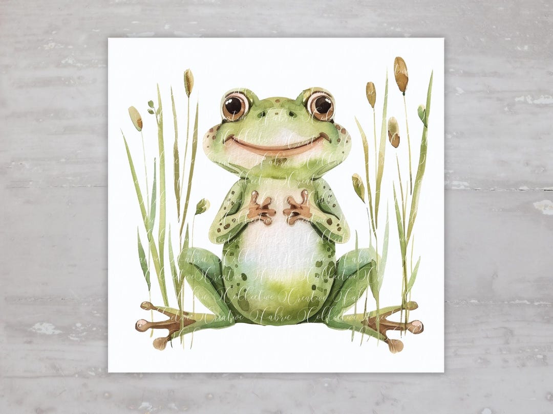 Nursery Frog Cattail Plant Quilt Fabric Panel A113, Square Fabric ...