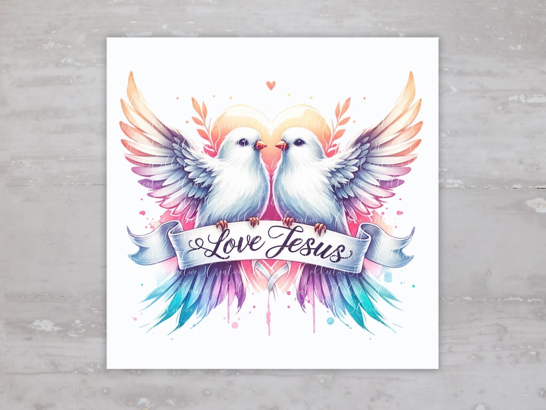 Love Jesus Bird Christian Fabric Panel A50, Square Quilt Fabric, Craft ...