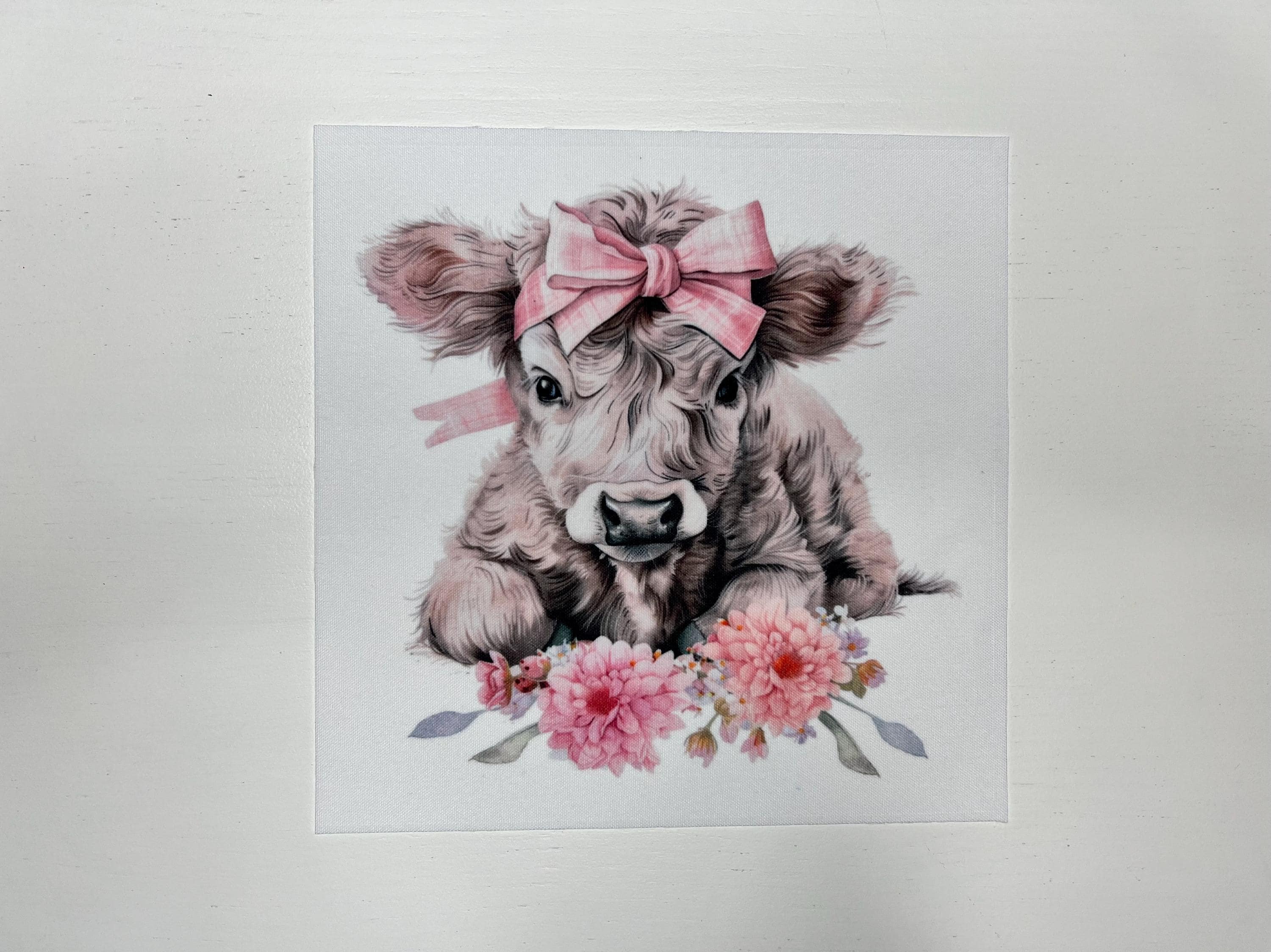 Calf Highland Cow Fabric Panel A51, Square Quilt Fabric, Craft Sewing ...