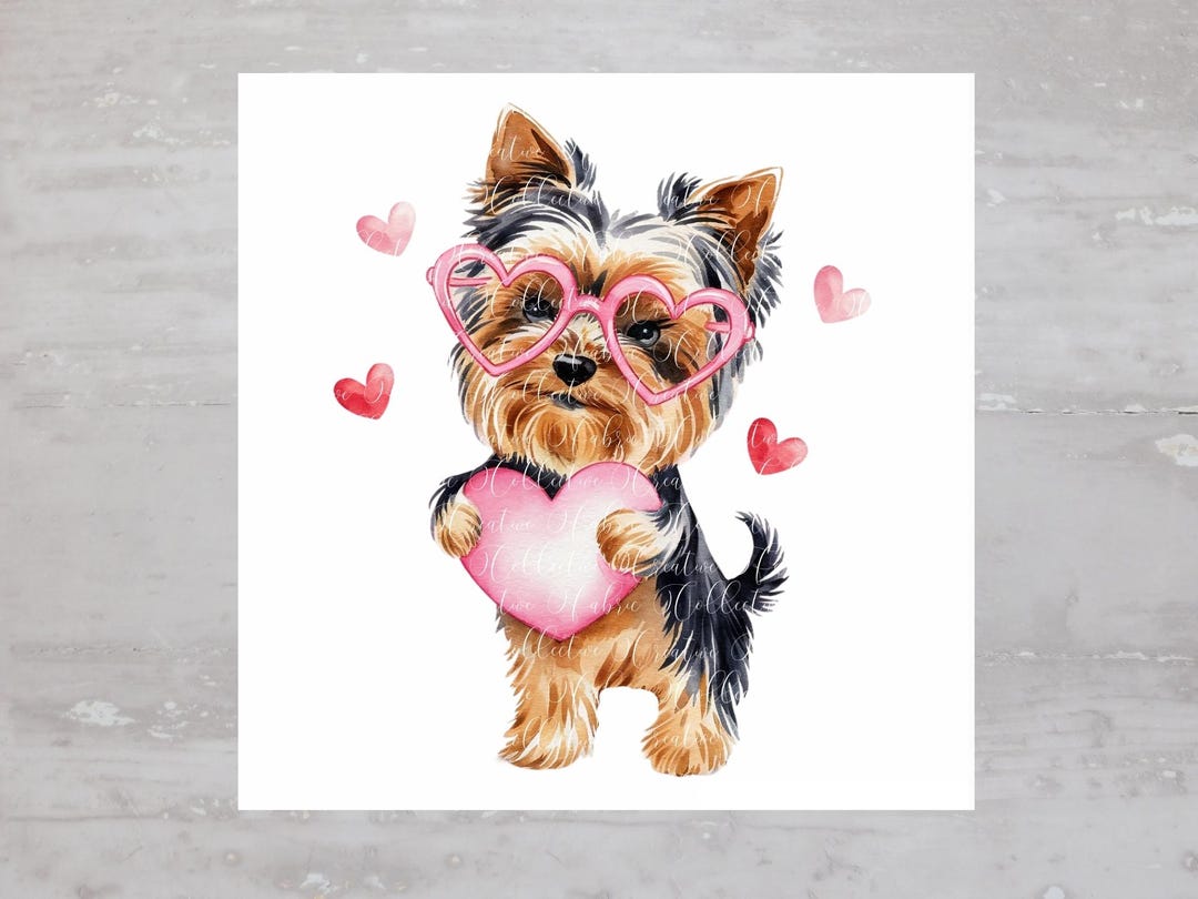 Valentines Hearts Yorkie Puppy Dog Fabric Panel A504, Quilting Square ...
