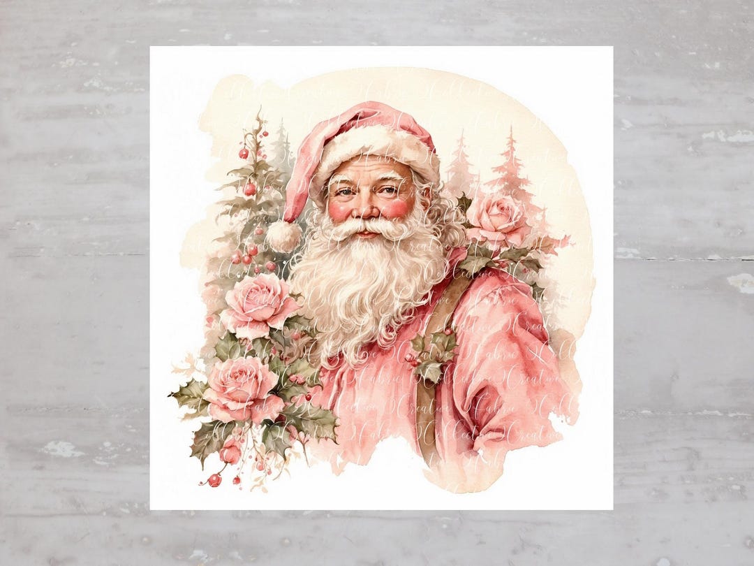 Santa Claus Dressed in Pink Christmas Fabric Panel A403, Quilting ...