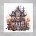 Gothic Halloween Haunted House Quilt Fabric Panel A15, Quilting Fabric ...