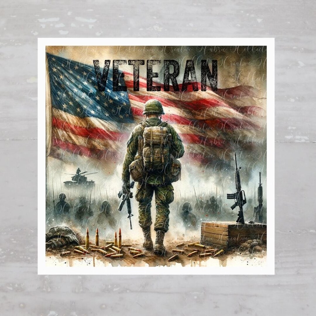 Military Veteran Soldier US Flag Fabric Panel A752, Quilting Square ...