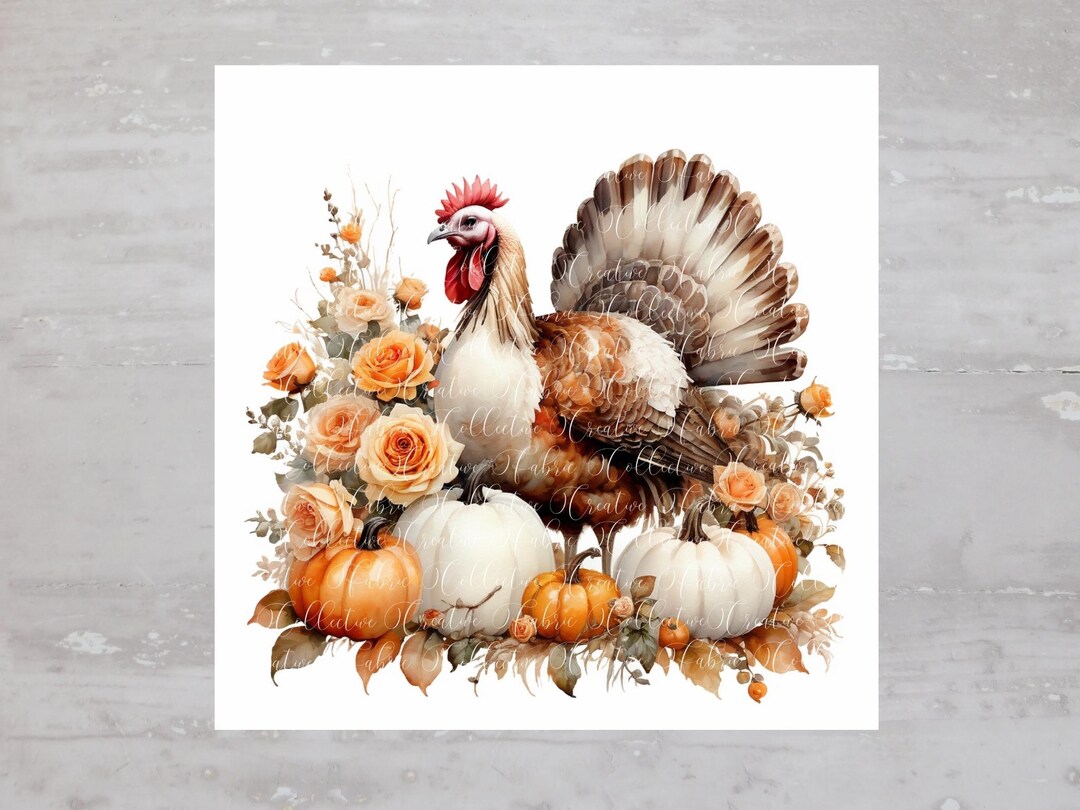 Shabby Cottage Roses Thanksgiving Turkey Fabric Panel A340, Quilting ...