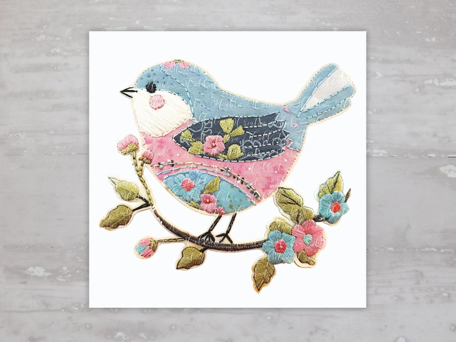 Quilted Look Bird Fabric Panel A43, Square Quilt Fabric, Craft Sewing ...