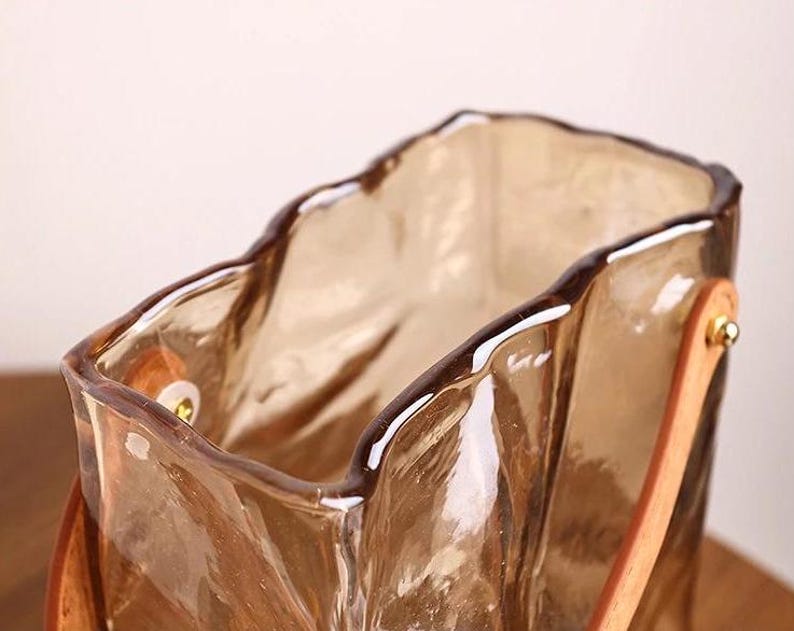 Innovative Glass Vase Bag Shaped Leather Handbag Terrarium Transparent ...
