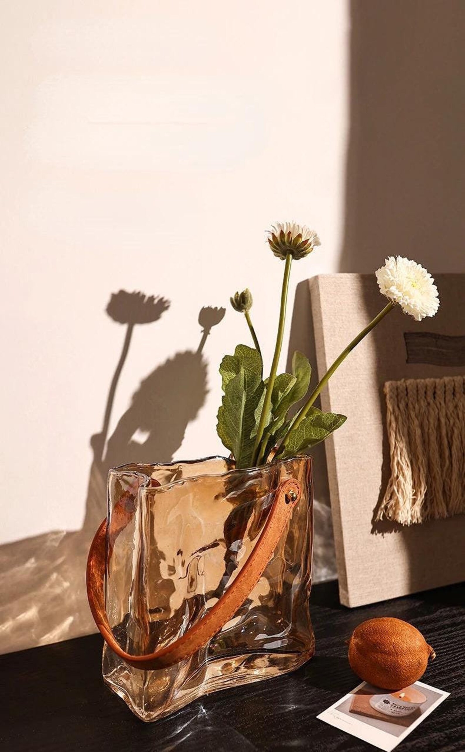 Innovative Glass Vase Bag Shaped Leather Handbag Terrarium Transparent ...