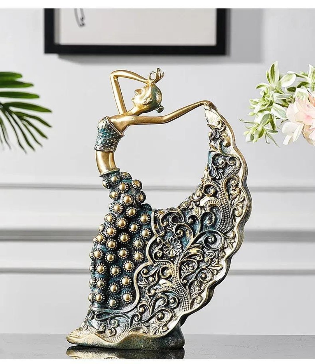 Handcrafted Vintage Peacock Dancer Resin Statue Elegant Home Decor for ...