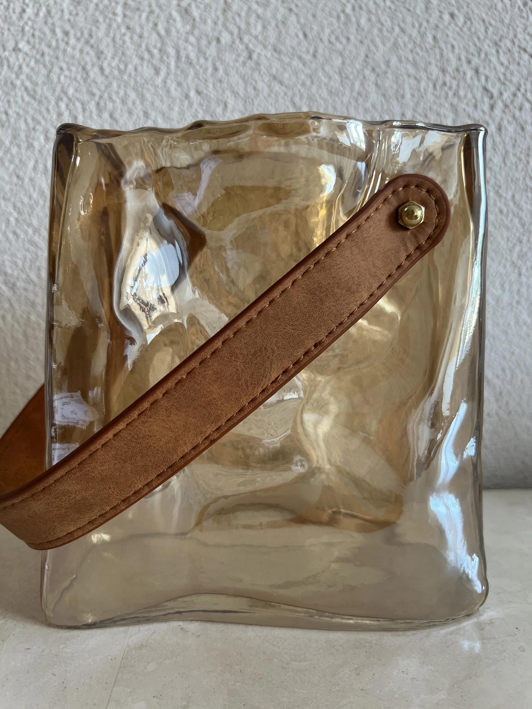 Innovative Glass Vase Bag Shaped Leather Handbag Terrarium Transparent ...