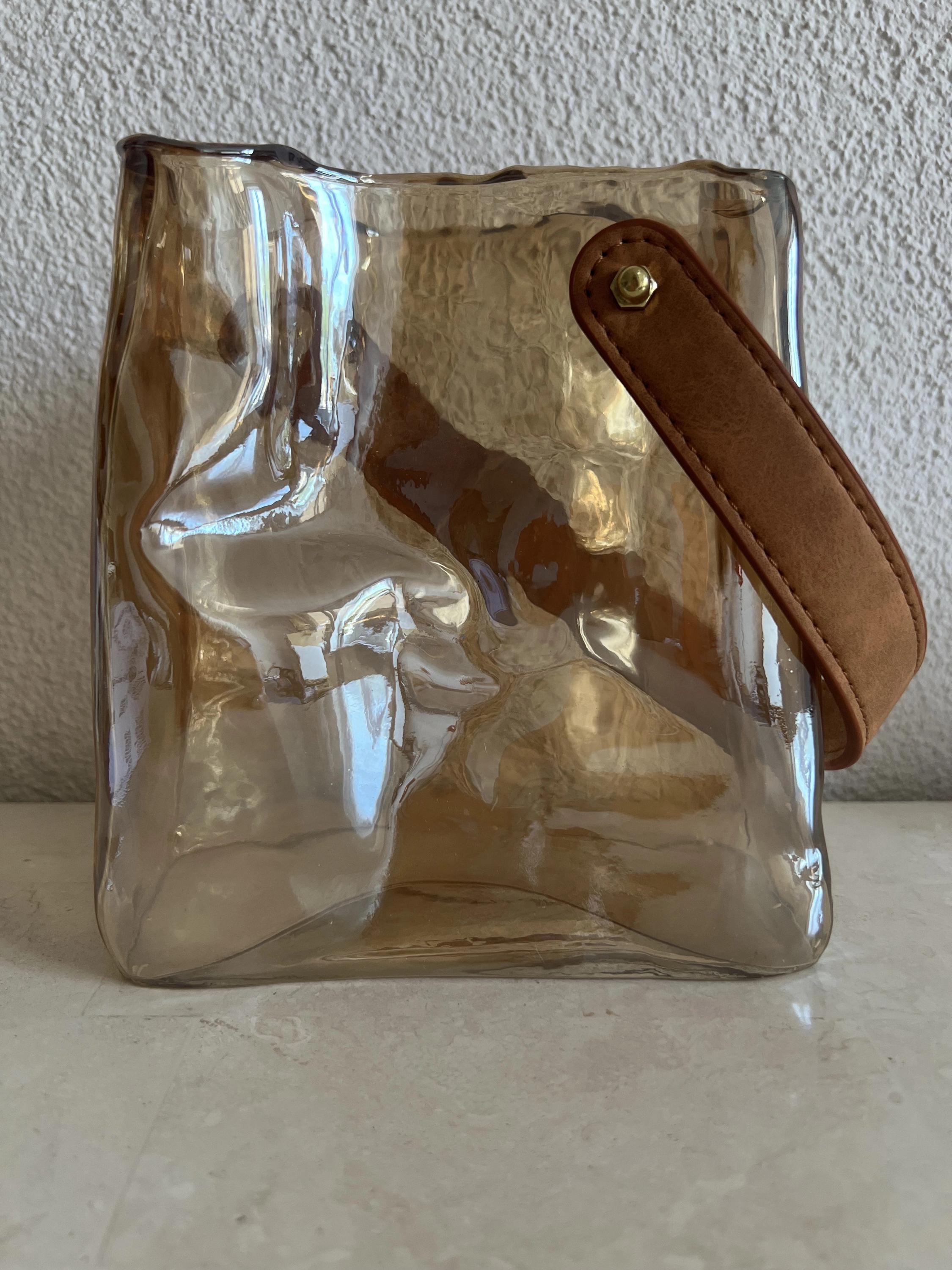 Innovative Glass Vase Bag Shaped Leather Handbag Terrarium Transparent ...