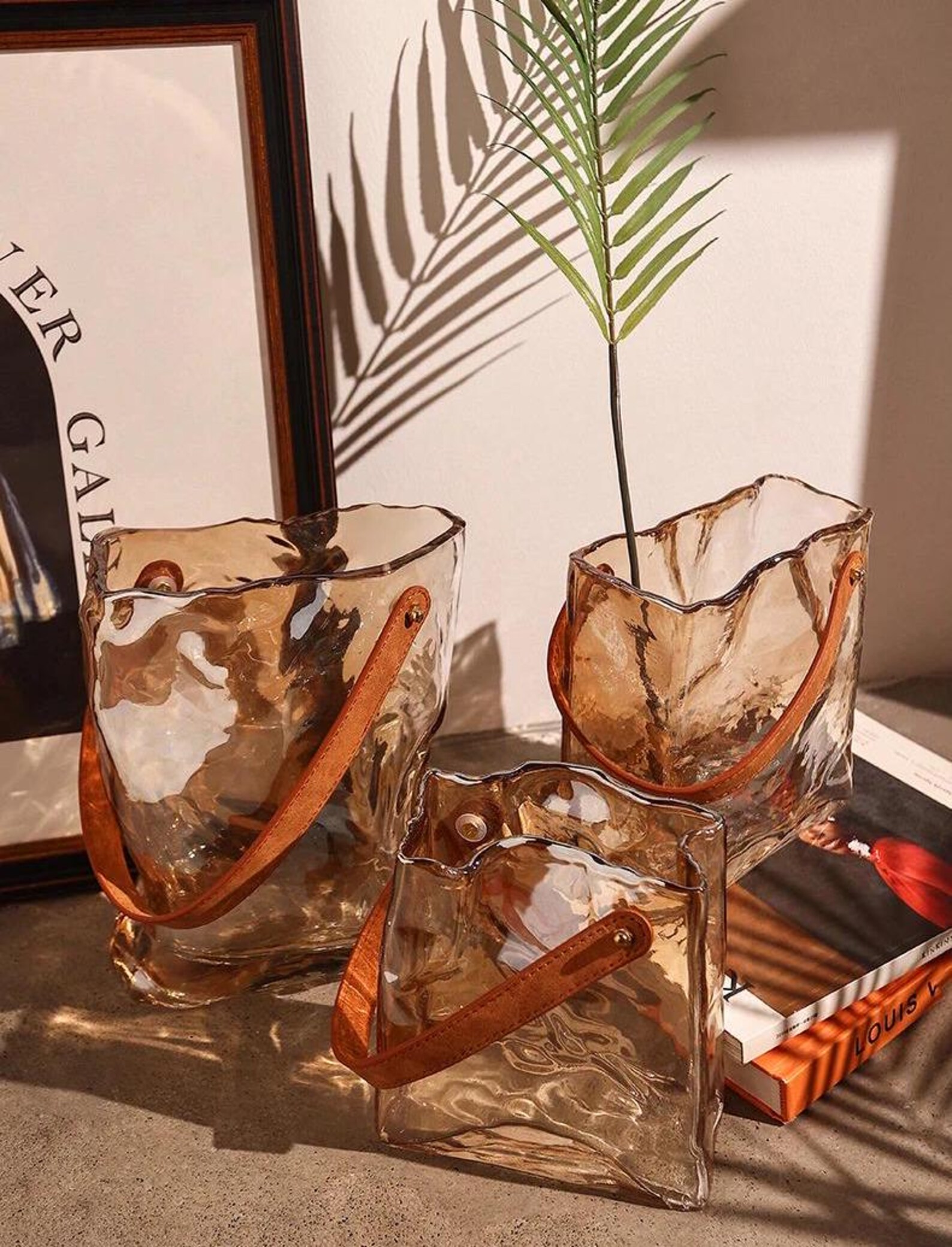 Innovative Glass Vase Bag Shaped Leather Handbag Terrarium Transparent ...