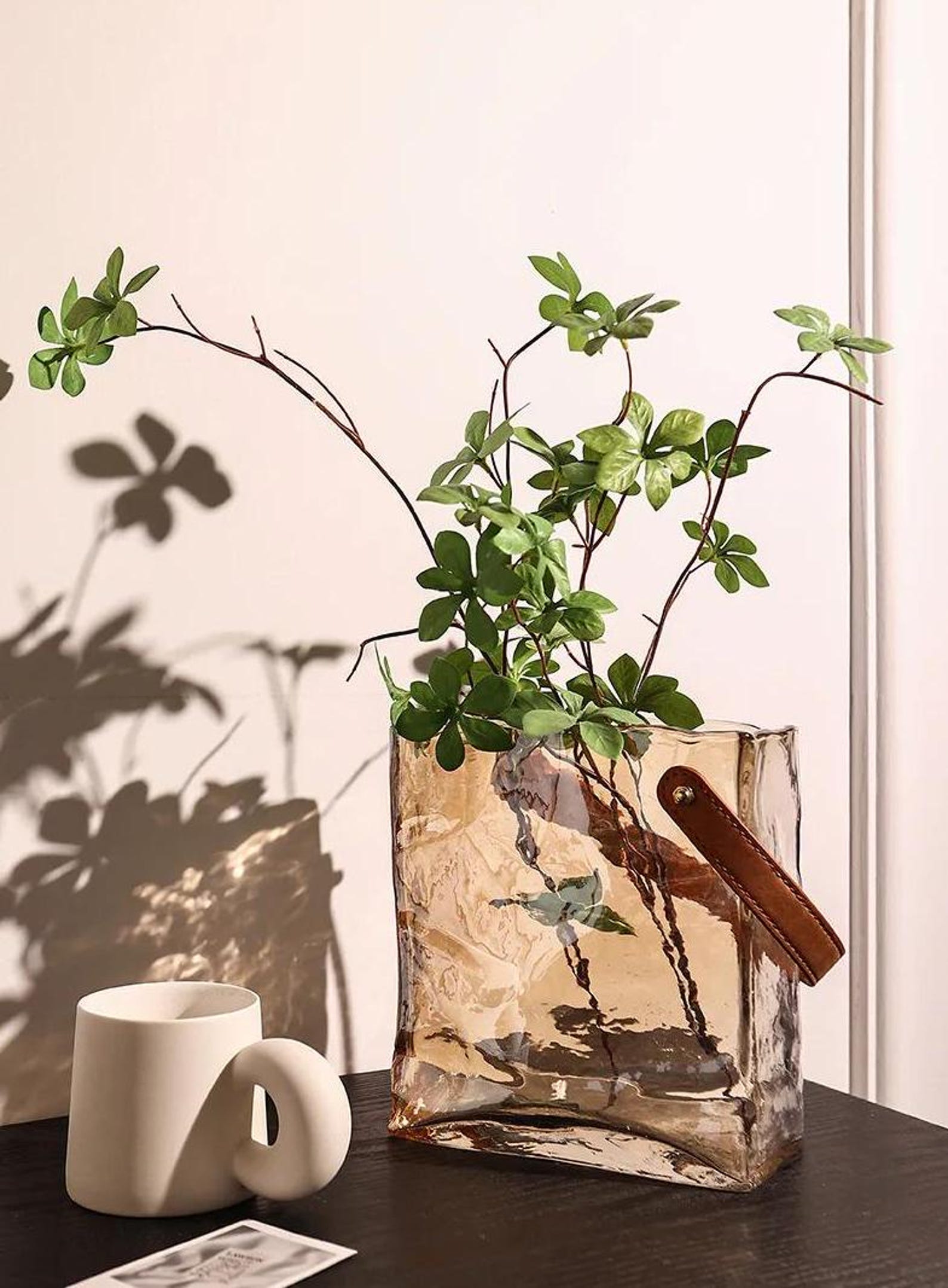 Innovative Glass Vase Bag Shaped Leather Handbag Terrarium Transparent ...