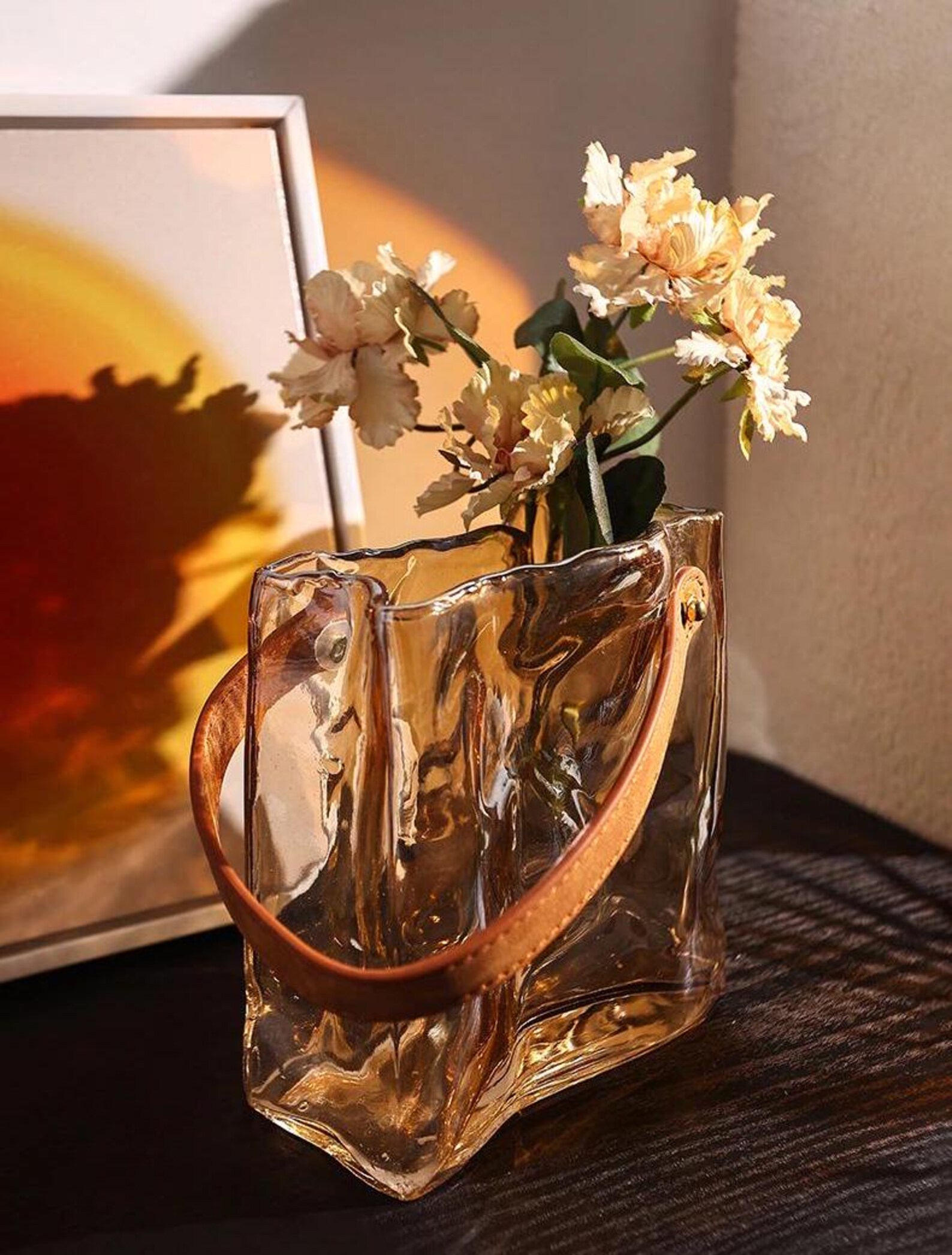 Innovative Glass Vase Bag Shaped Leather Handbag Terrarium Transparent ...