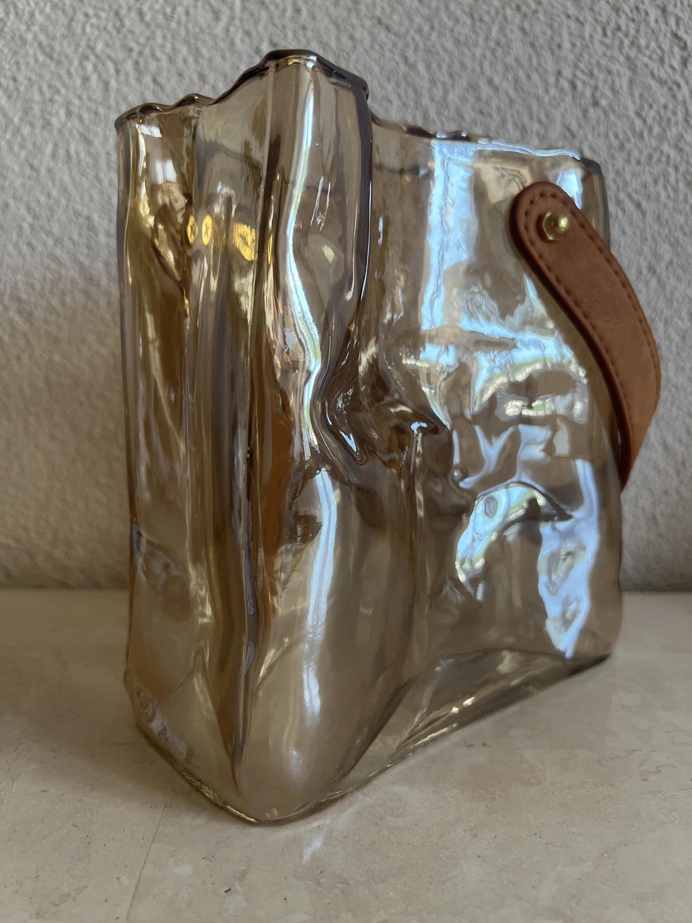 Innovative Glass Vase Bag Shaped Leather Handbag Terrarium Transparent ...