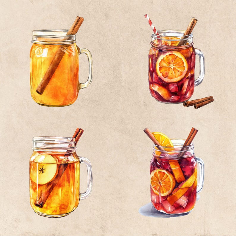 Watercolor Drinks Clipart Bundle | Hand-painted Beverages, Cocktails ...