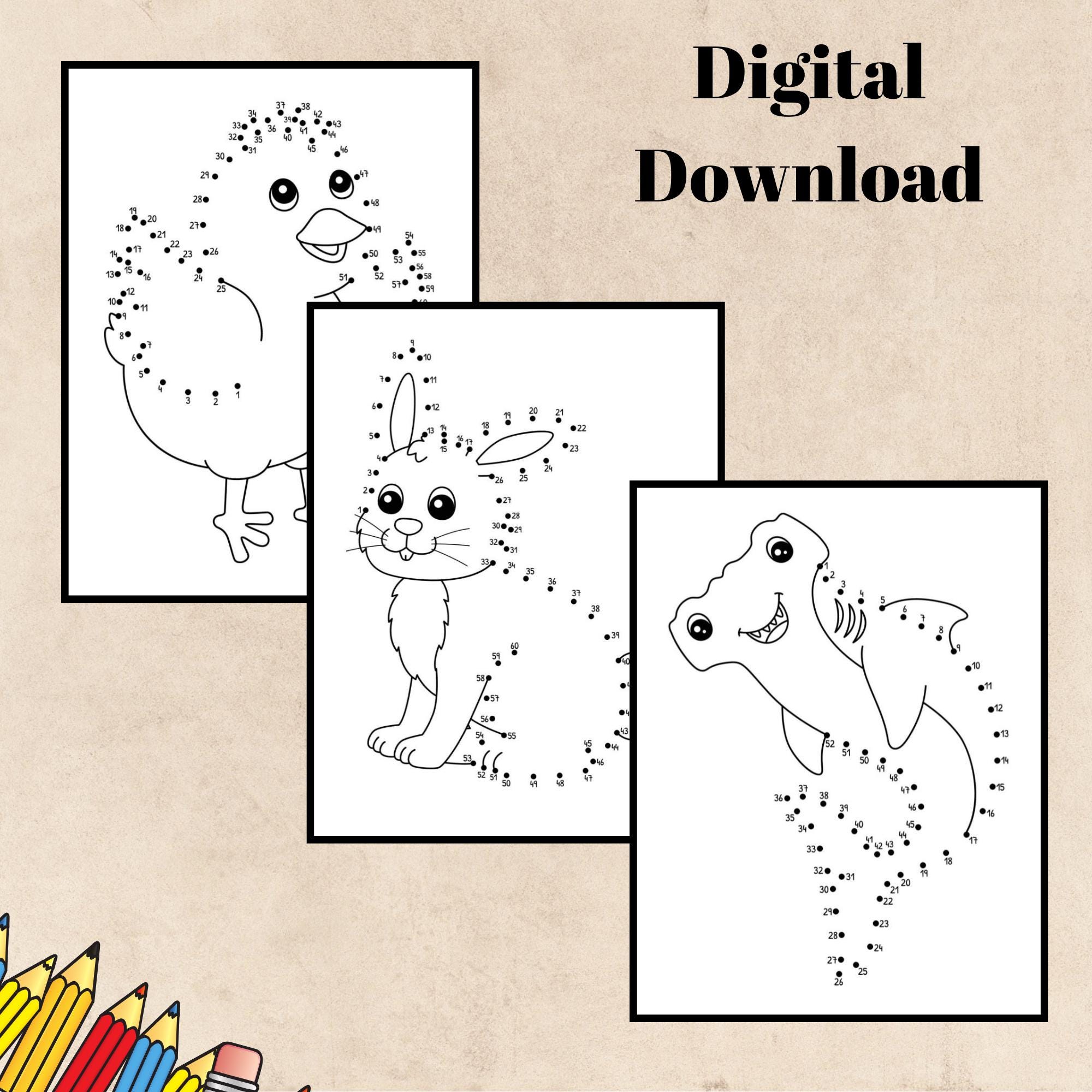 54 Dot to Dot Coloring Pages for Kids | Connect the Dots Activity Book ...