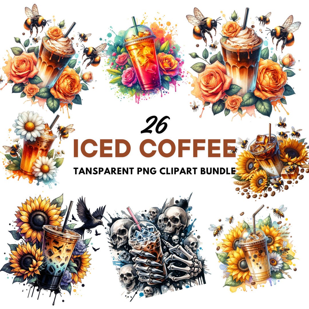 Watercolor Iced Coffee Clipart Bundle | Cold Brew, Frappuccino, Latte ...