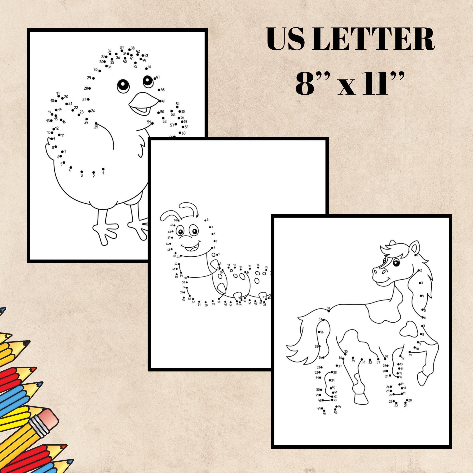 54 Dot to Dot Coloring Pages for Kids | Connect the Dots Activity Book ...