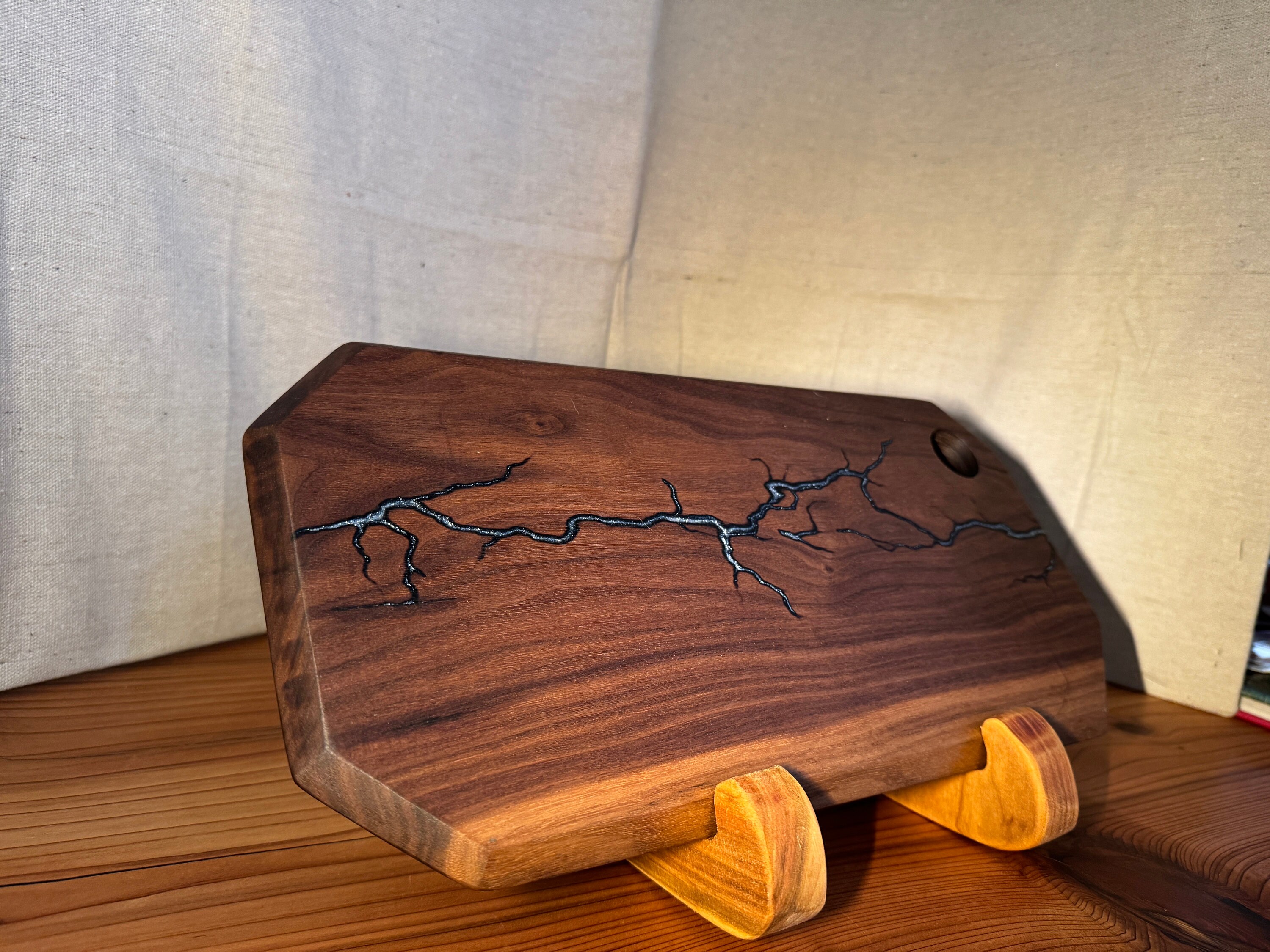 Walnut Lightning Charcuterie Board White Inlay 11 - Etsy