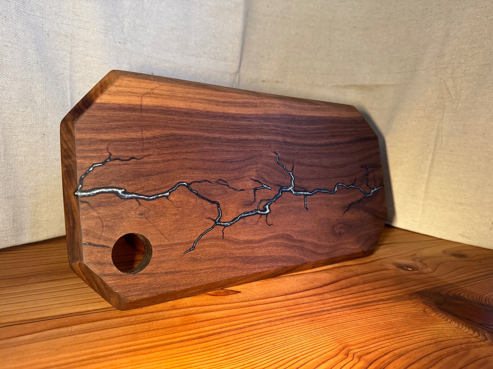 Walnut Lightning Charcuterie Board White Inlay 11 - Etsy