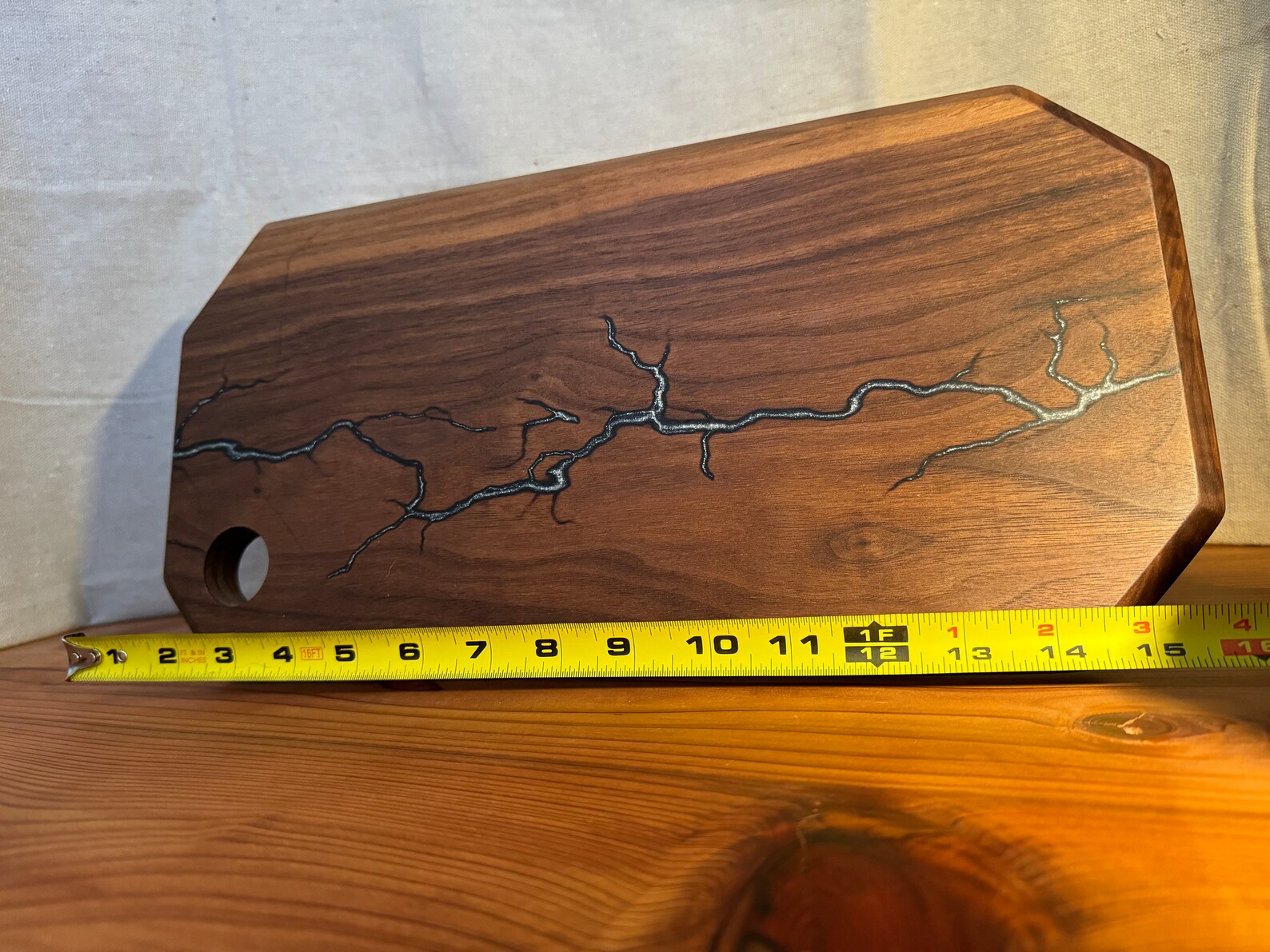Walnut Lightning Charcuterie Board White Inlay 11 - Etsy