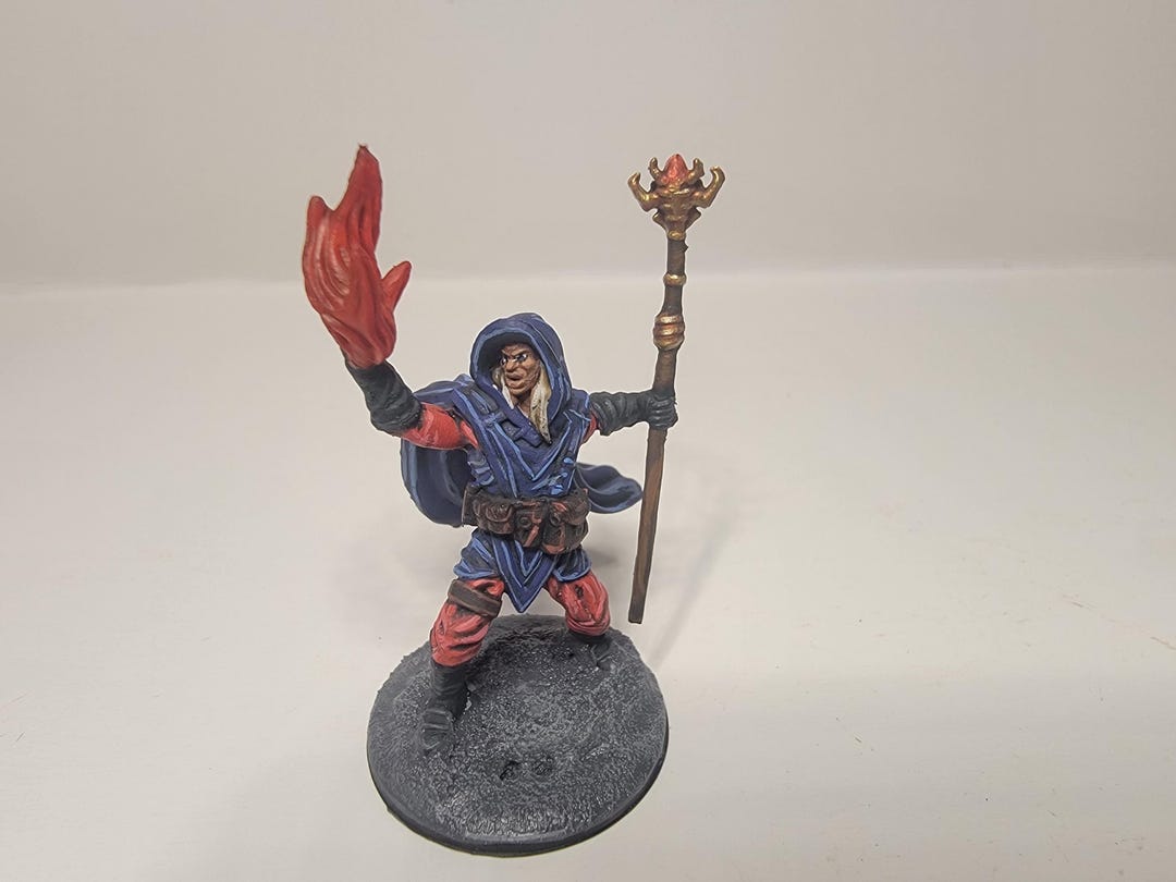 Hand-painted Male Elf Wizard With Fiery Spell Miniature - D&D ...