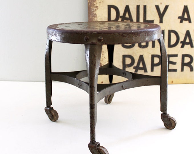 Vintage Industrial Rolling Stool - Etsy