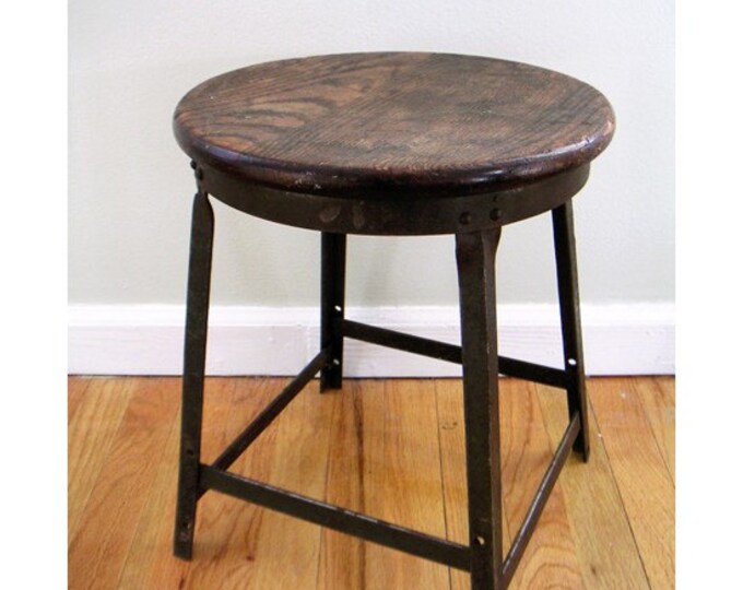 Vintage Wooden Metal Short Stool - Etsy