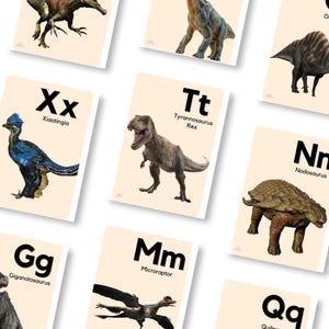 Realistic Dinosaur Alphabet Flashcards A to Z Kids Printable Flashcards ...