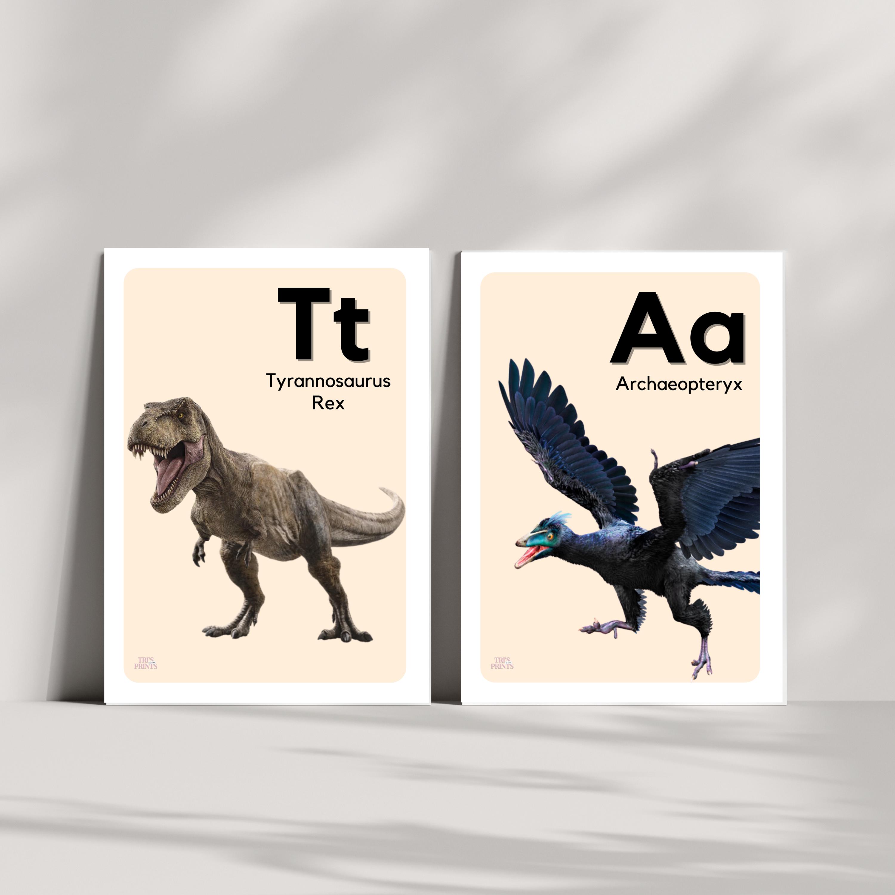 Realistic Dinosaur Alphabet Flashcards - Etsy