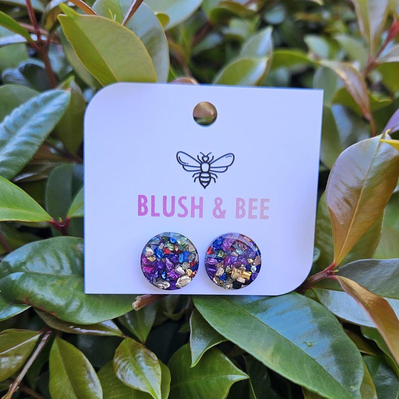 Resin Stud Earrings - Etsy