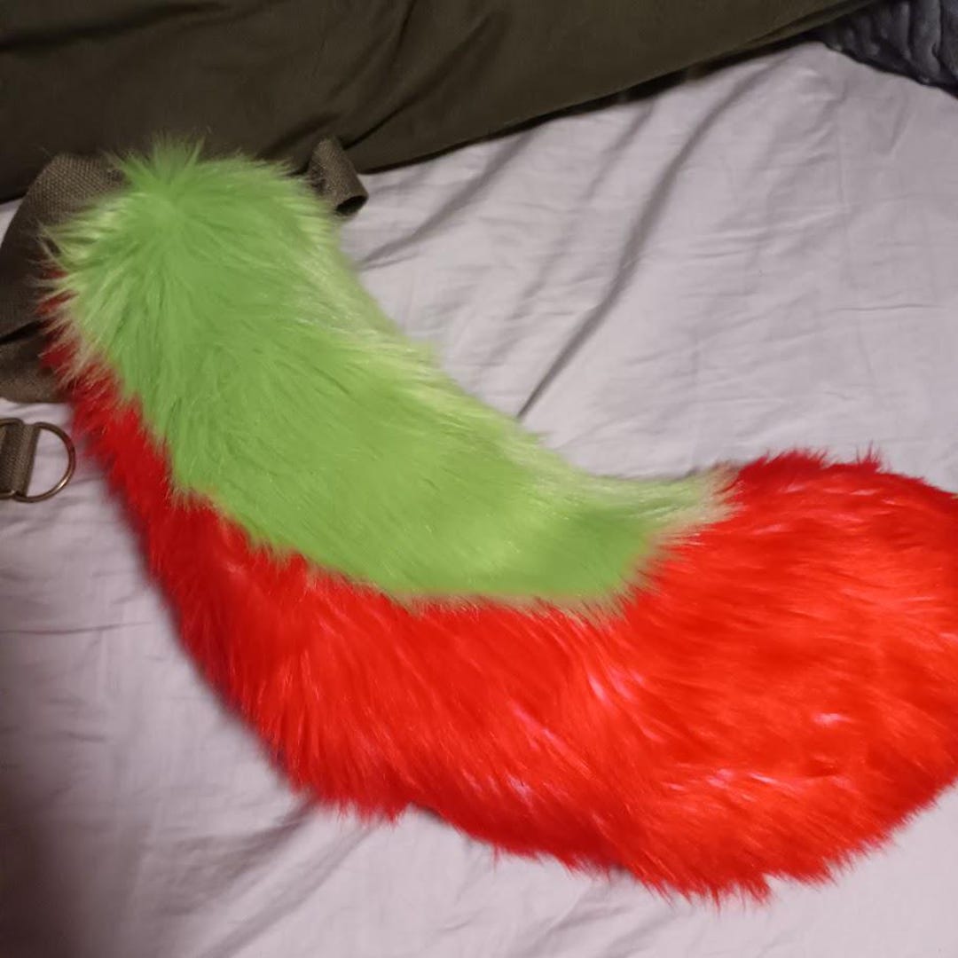 Red and Green Candy Furry Tail | Extremely HQ, Super Soft, Gradient Fur ...