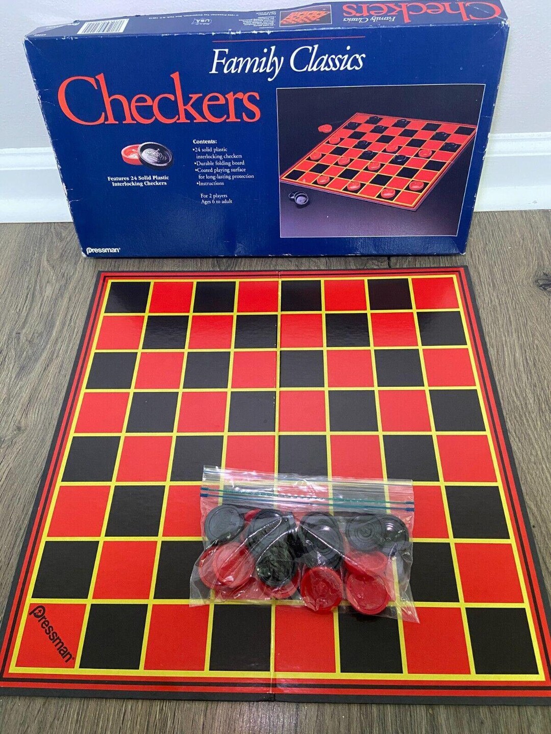 Pressman 2 Players Family Classic Checkers Game With Durable Folding ...