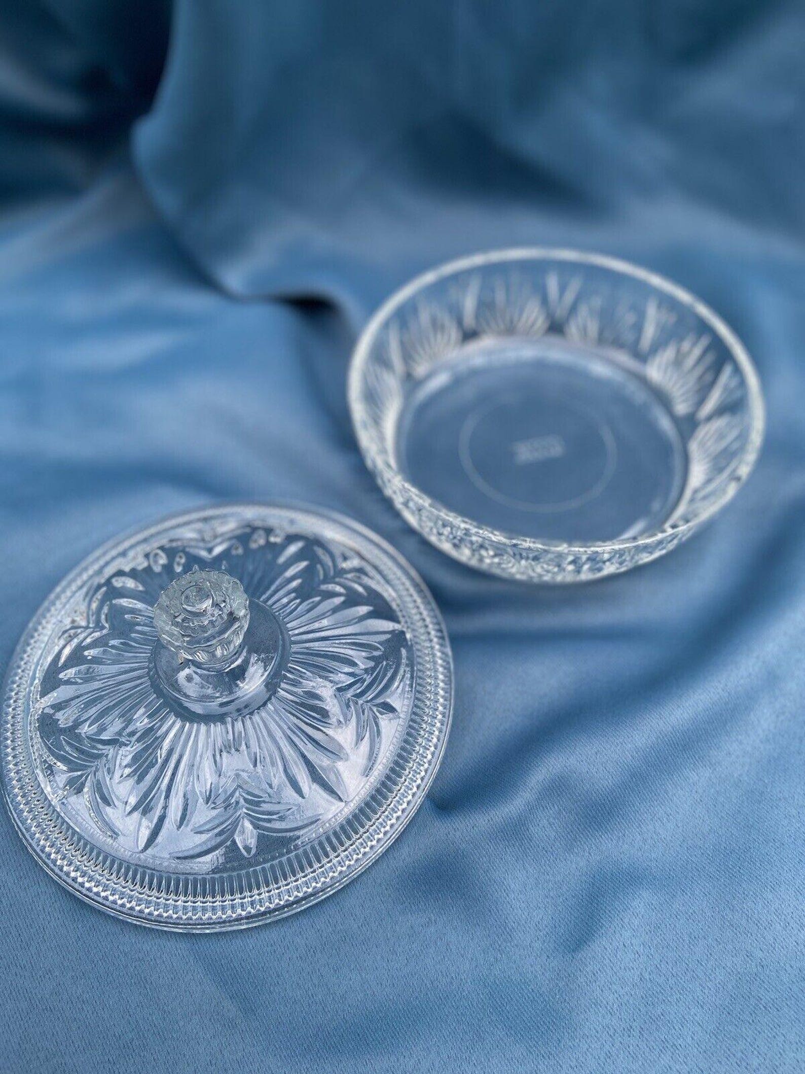 Vintage Avon Clear Cut Glass Crystal Candy Serving Dish / Sugar ...