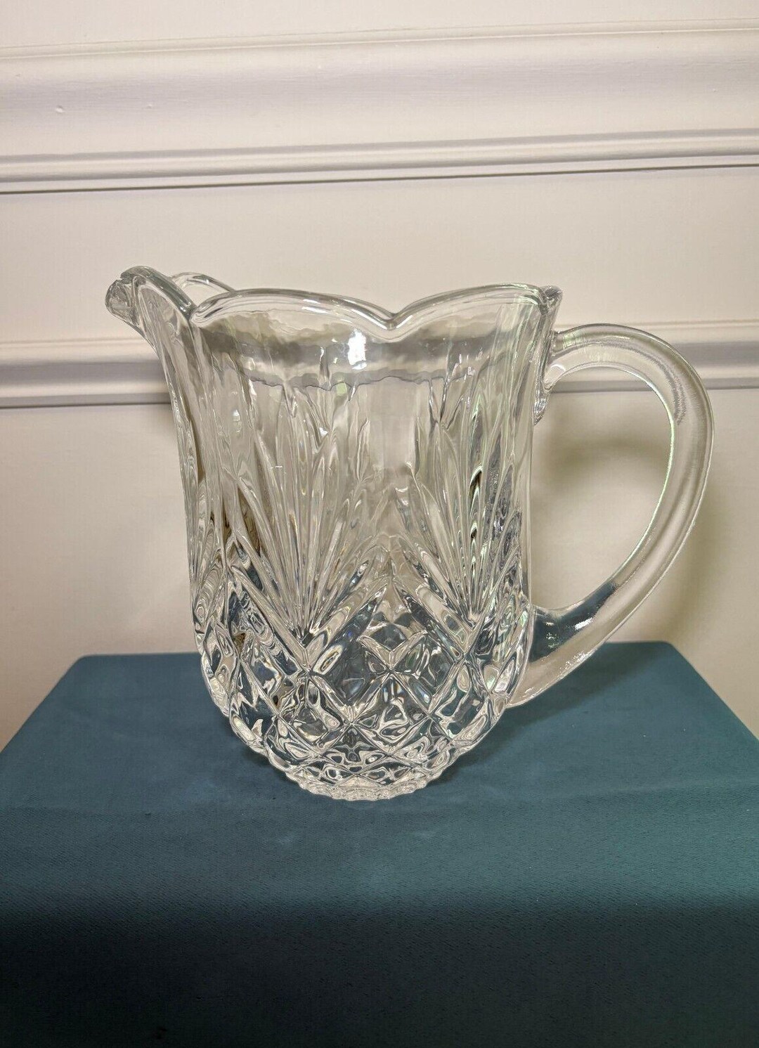 Godinger Dublin Shannon Crystal Pitcher Clear Glass Scalloped Rim ...