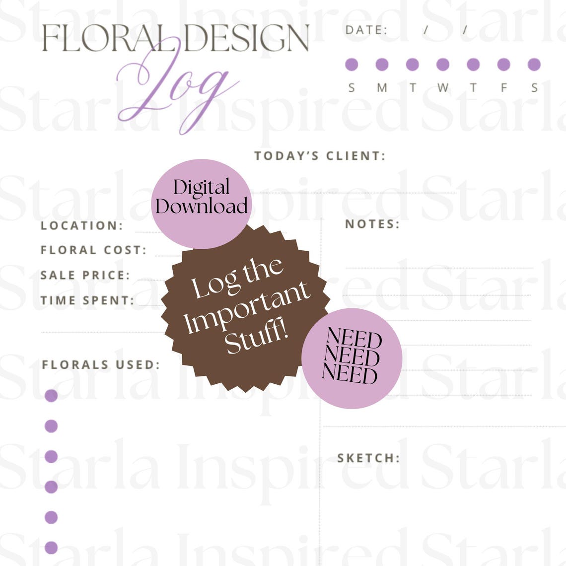 Floral Design Journal | Flower Log Book | Floral Design Planner ...