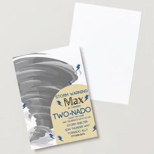 Two-nado Birthday Invitation Storm Theme Editable Party Invite for Kids ...