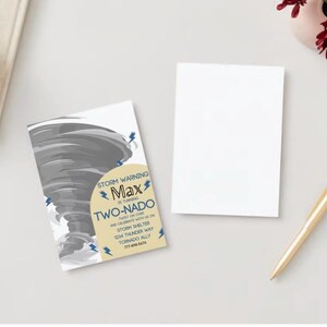 Two-nado Birthday Invitation Storm Theme Editable Party Invite for Kids ...