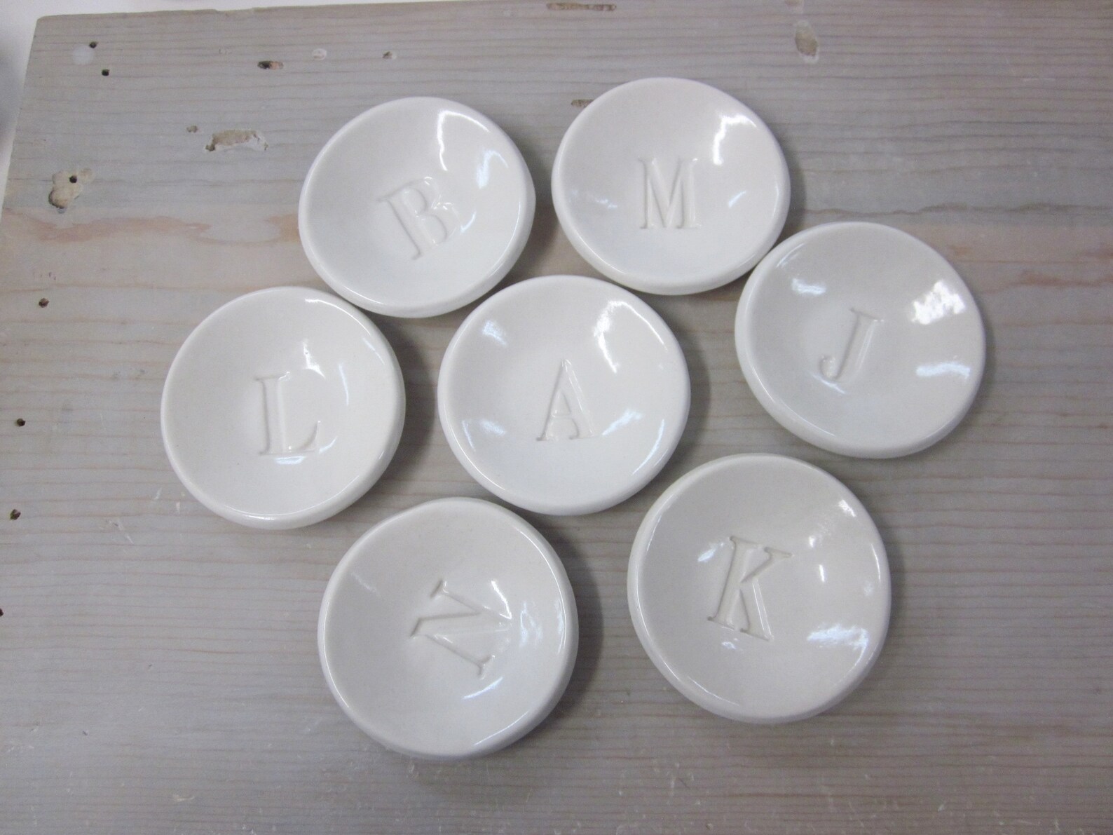 Monogrammed, Ring Holder Dish, White Round Jewelry Tray, Bridal Shower ...