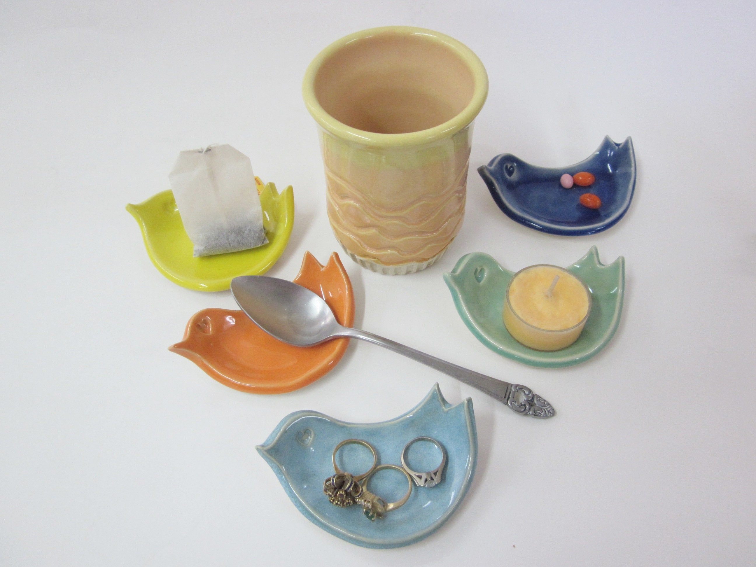 Dove Tea Bag Holder, Birdie Spoon Rest, Candle Holder, Tea Lovers Gift ...