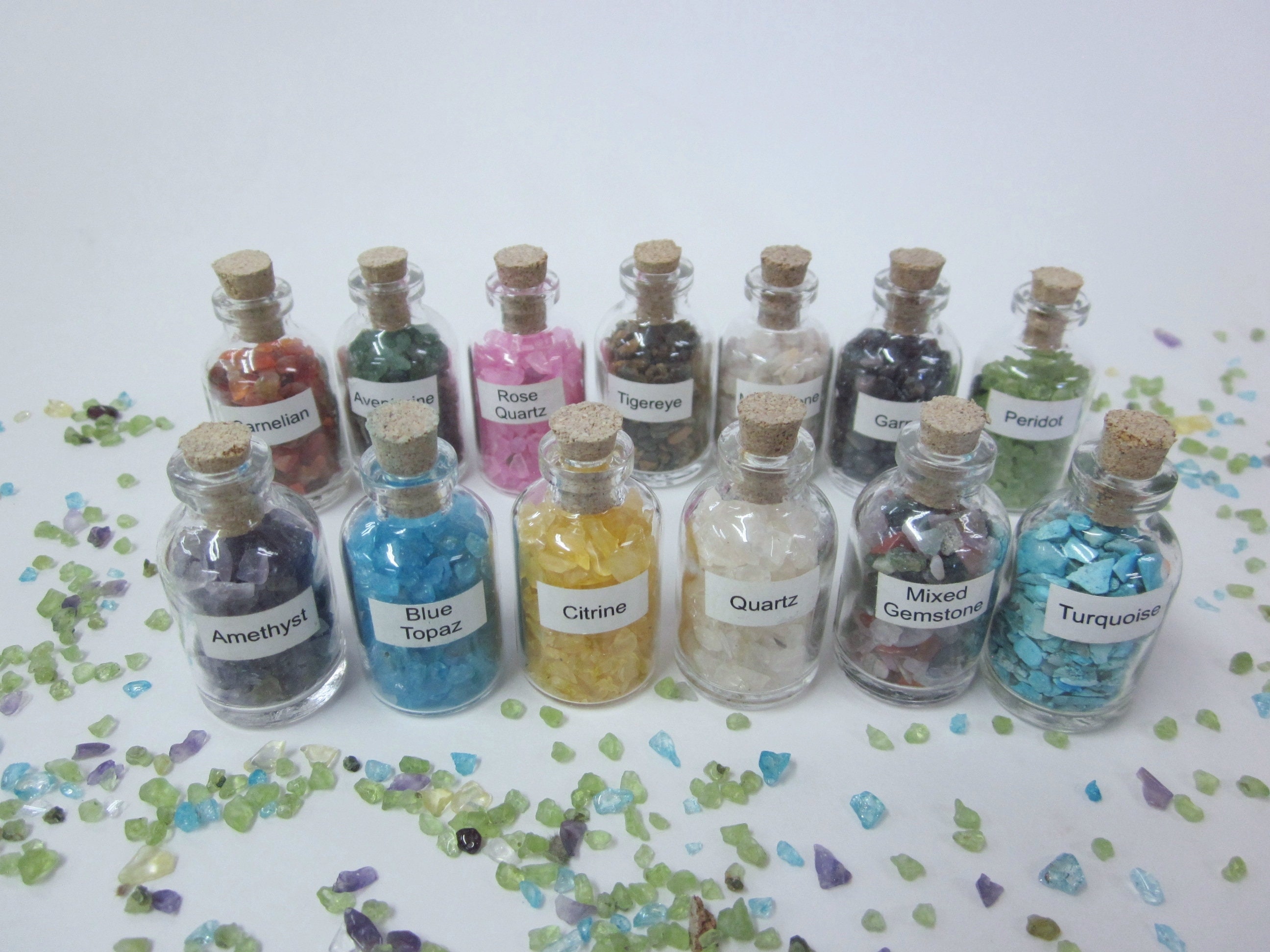 Mini Gemstones, Set of 13, Crystal Chip, Crystal Chip Jars, Crystal ...