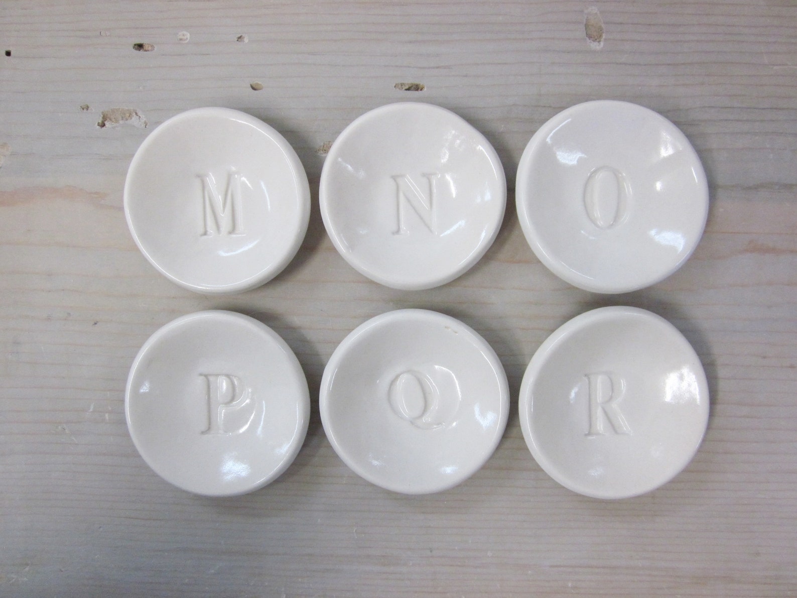 Monogrammed, Ring Holder Dish, White Round Jewelry Tray, Bridal Shower ...