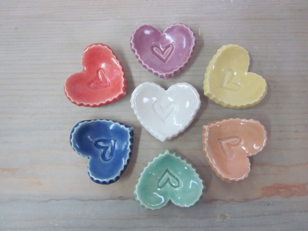 Mini Heart Ring Holder Dish, Ceramic Fidget Stone, Worry Stone, Ring ...
