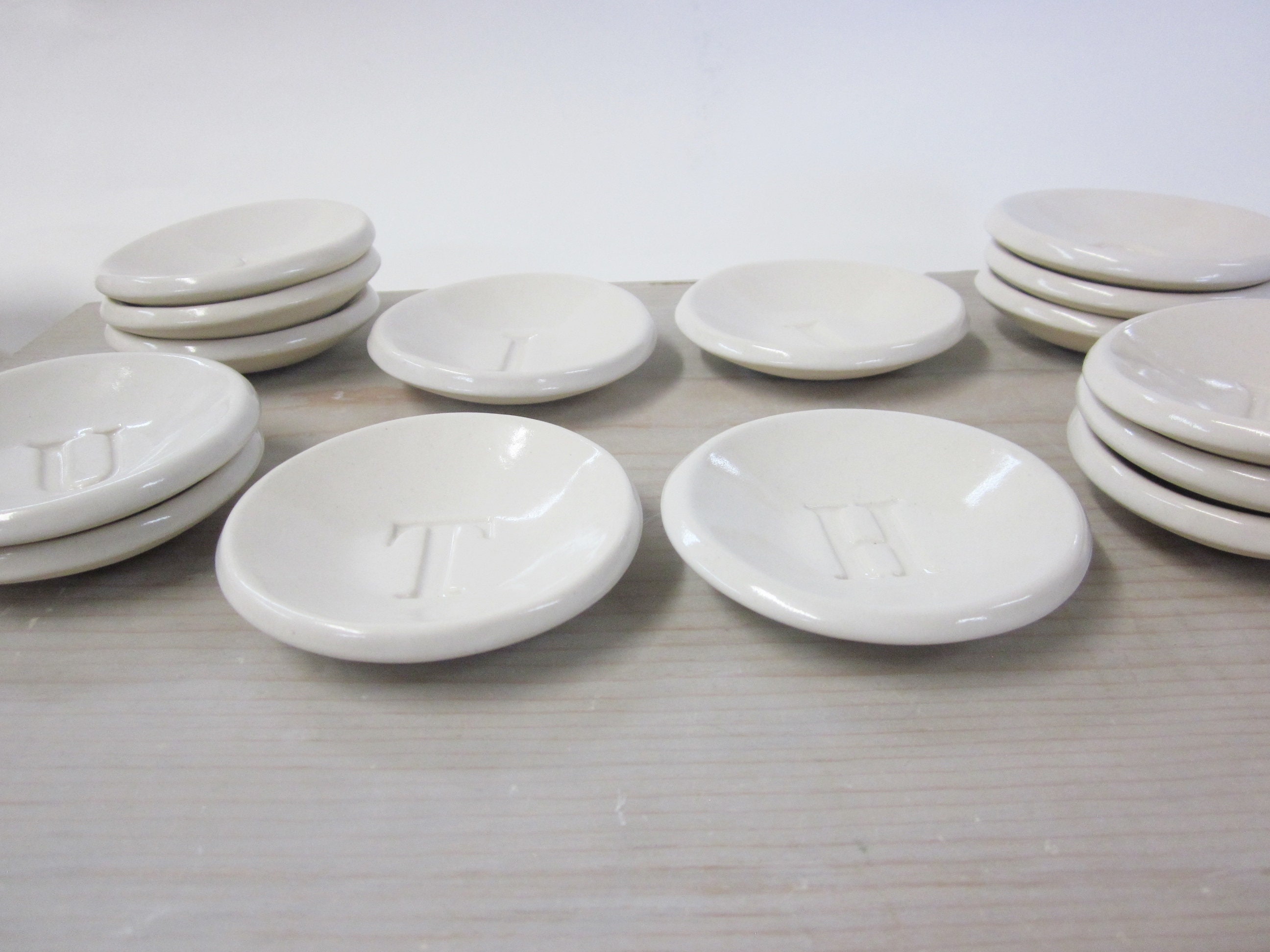 Monogrammed, Ring Holder Dish, White Round Jewelry Tray, Bridal Shower ...