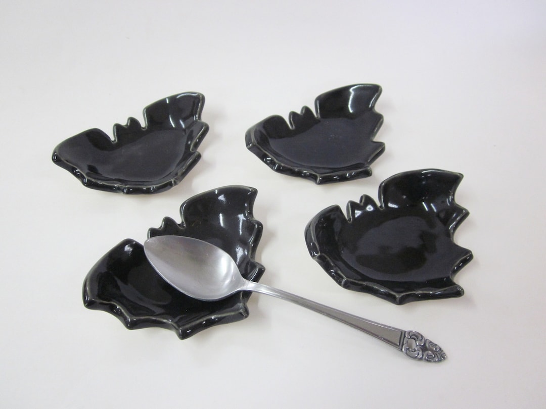 Halloween Black Bat Spoon Rest Bat Dish Teaspoon Rest Gothic ...